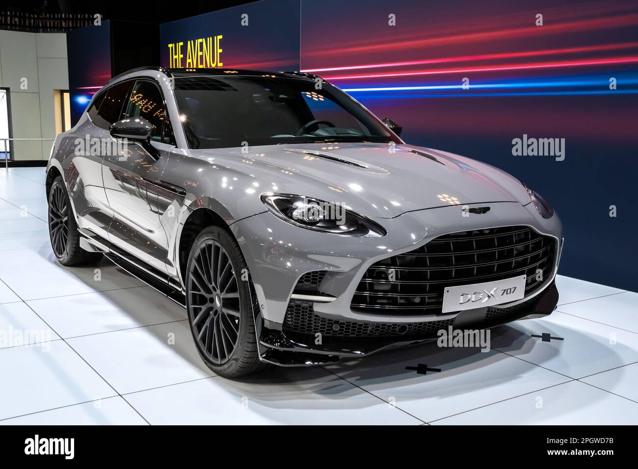 Aston Martin DBX 707 car showcased at the Brussels Autosalon European ...