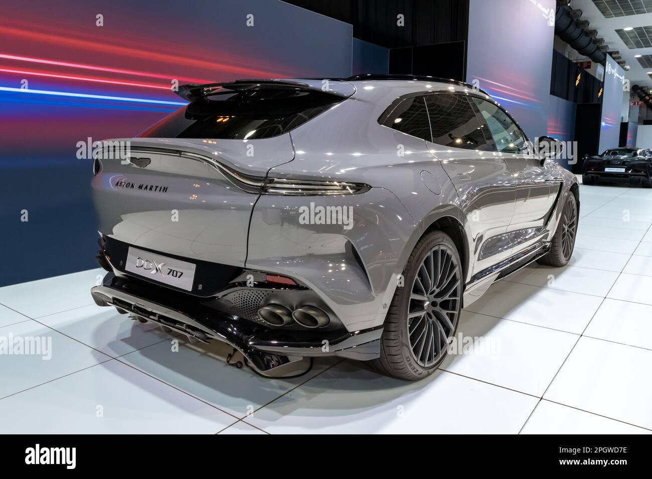 Aston Martin DBX 707 car showcased at the Brussels Autosalon European ...