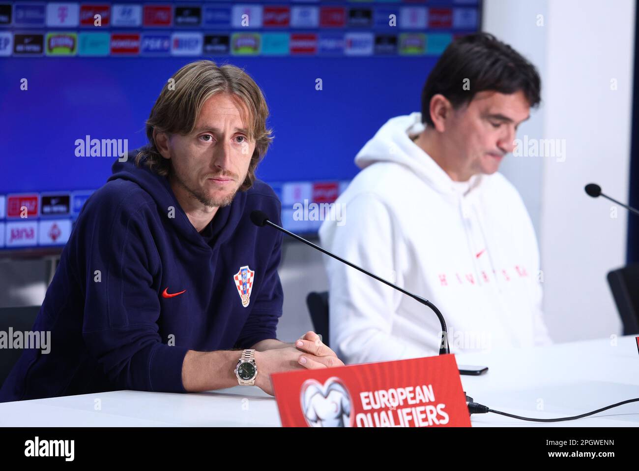 Luka Modric of Croatia speaks on a press conference of the Croatia ...