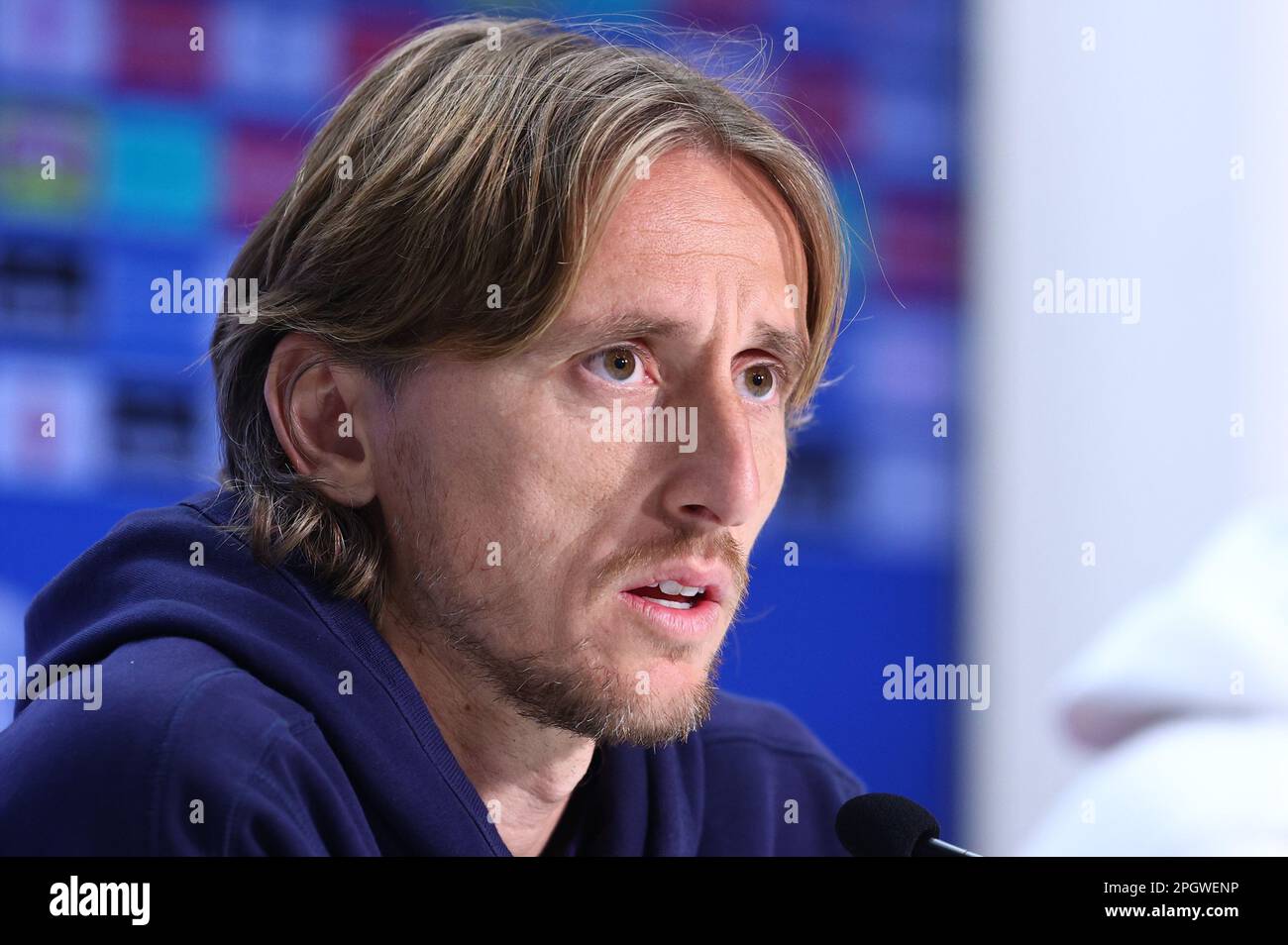 Luka Modric of Croatia speaks on a press conference of the Croatia ...