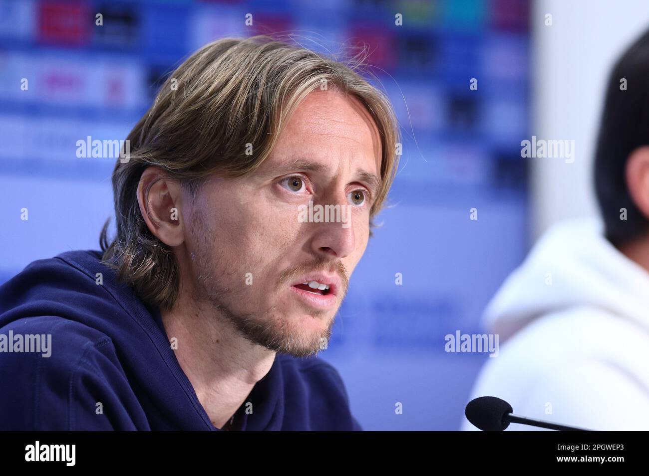 Luka Modric of Croatia speaks on a press conference of the Croatia ...
