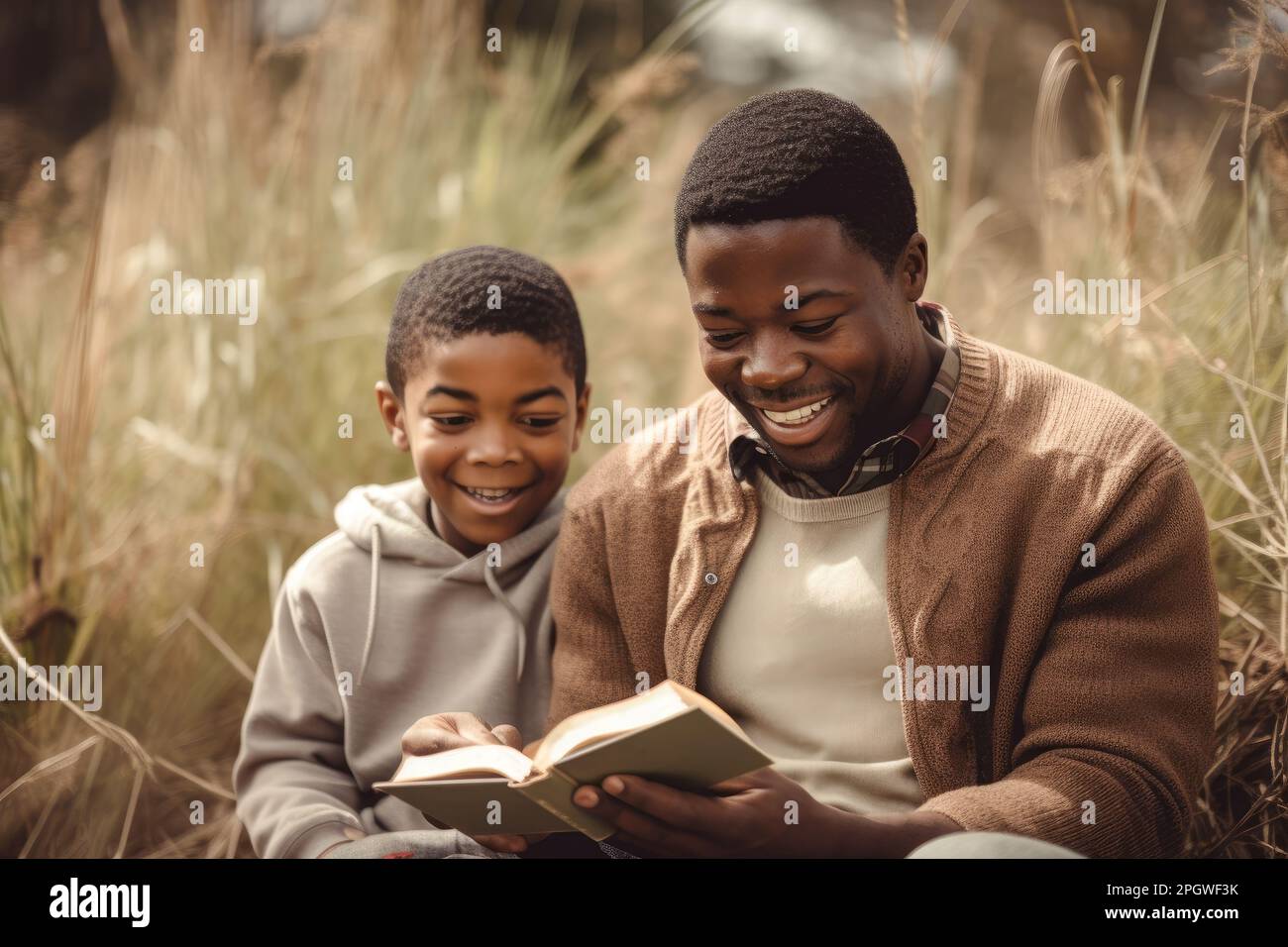 Father reading bible to family hi-res stock photography and images - Alamy
