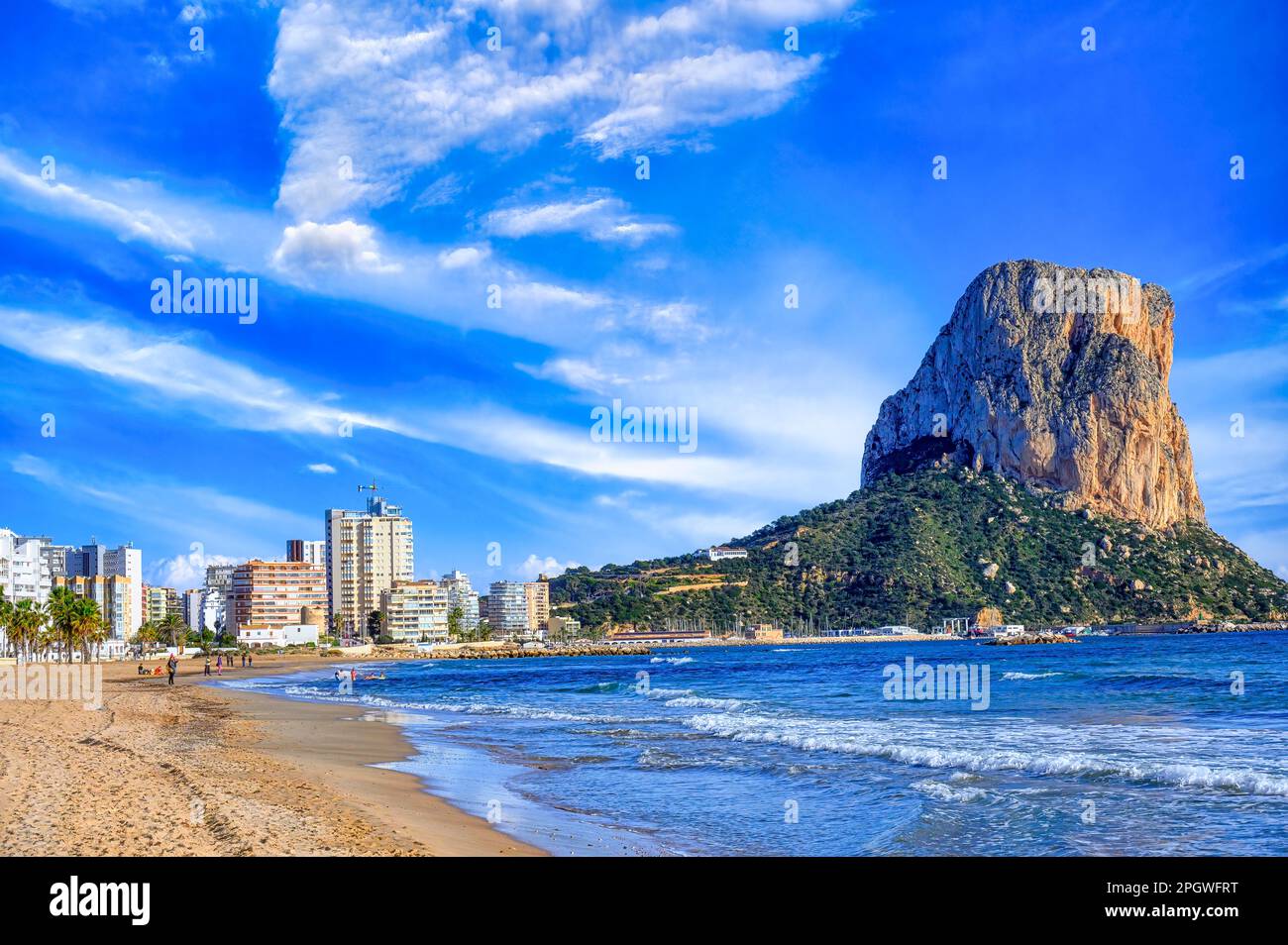 Ifach Crag and beach in Calpe, Alicante, Spain Stock Photo - Alamy