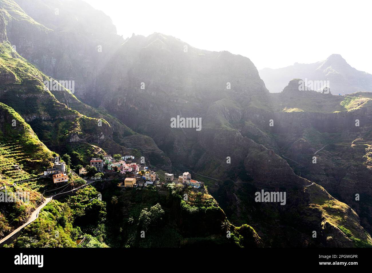Spectacular village of Fontainhas in beautiful light positioned on a ...