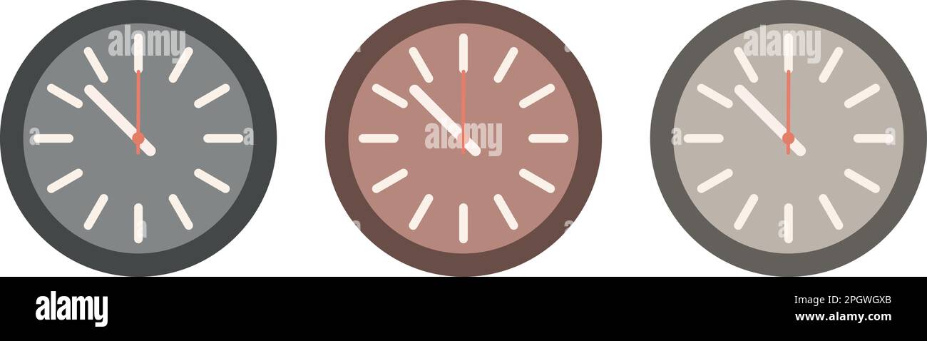 Flat long shadow clock icon isolated on white background . Vector ...