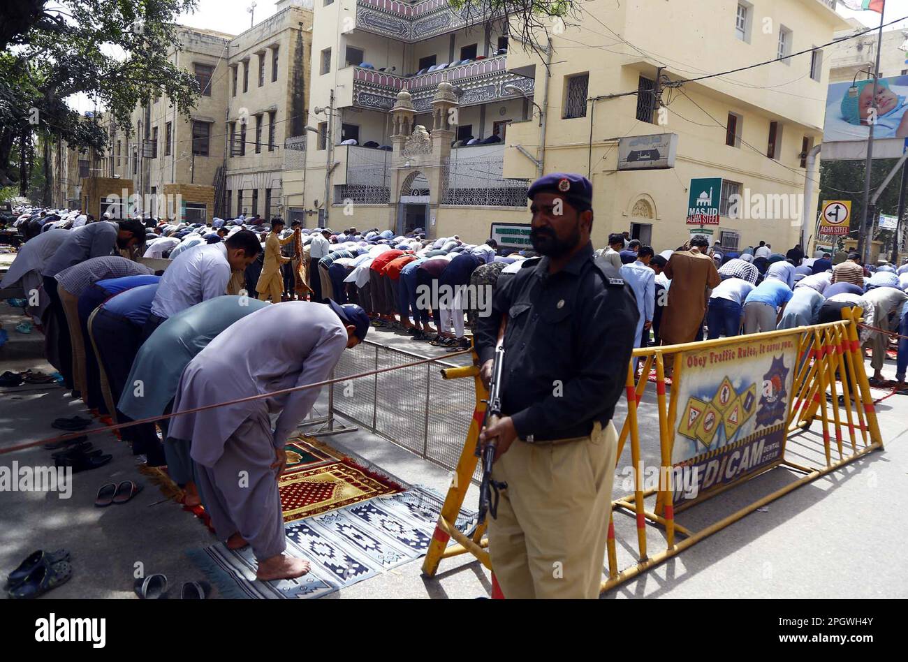 Faithfull Muslims are performing first Friday Prayer during the Holy ...