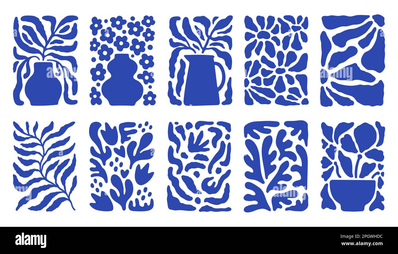 Matisse Abstract botanical Art Set. Set of abstract trendy creative ...