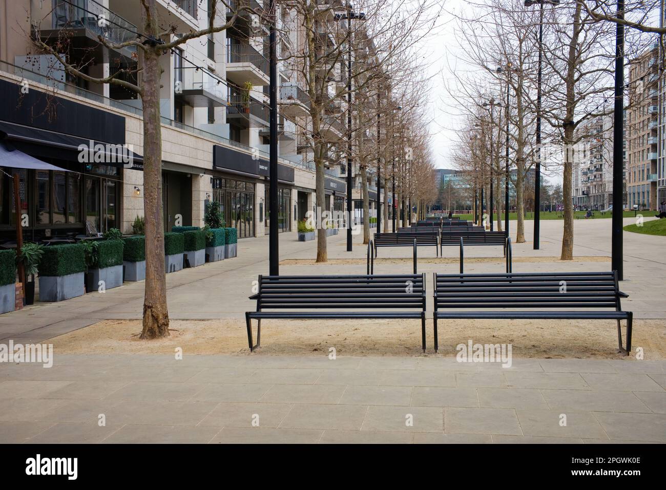 Victory Parade area of Stratford London with empty seating Stock Photo ...