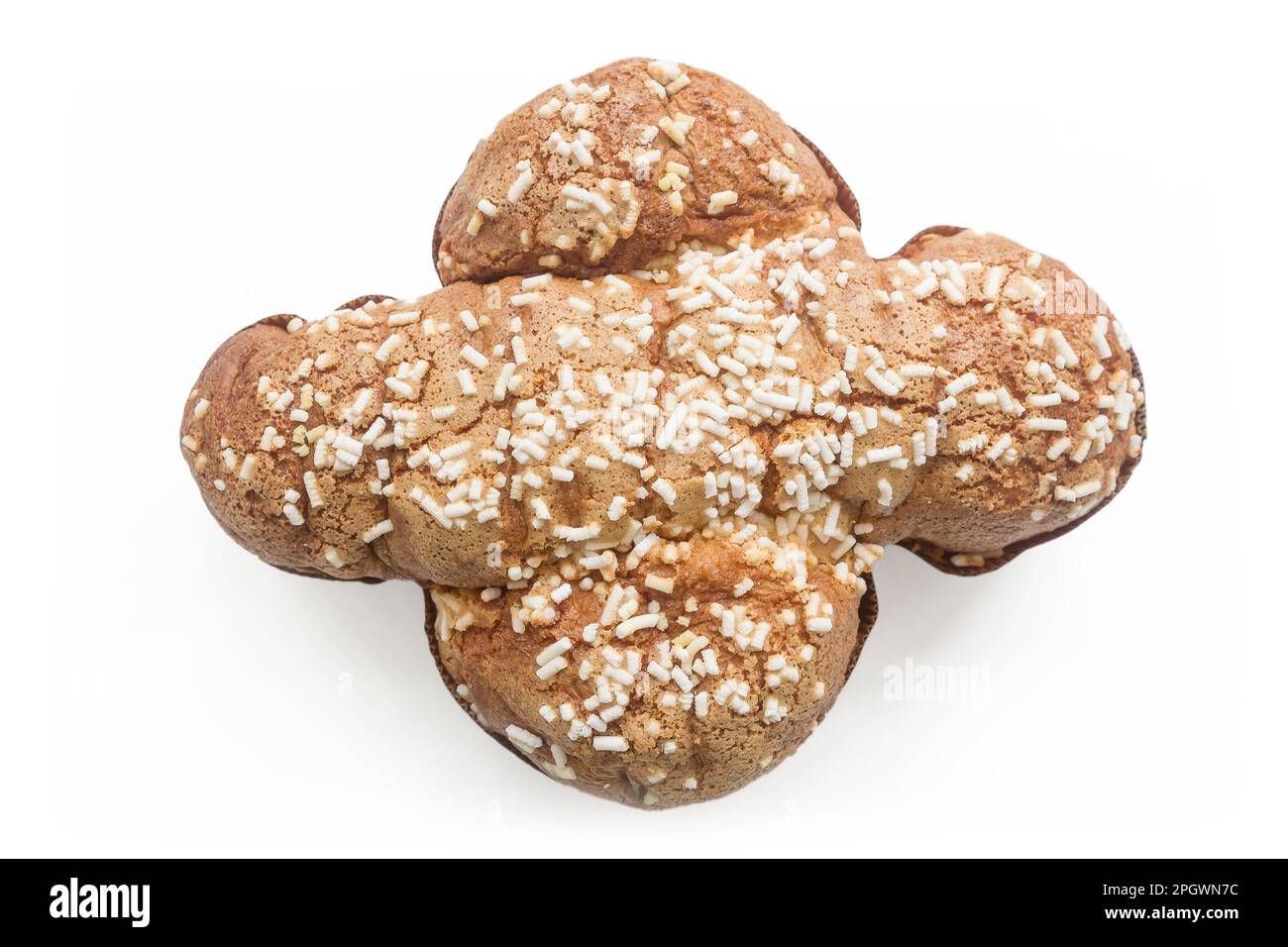 Close up on a colomba, traditional italian easter dessert, isolated on ...