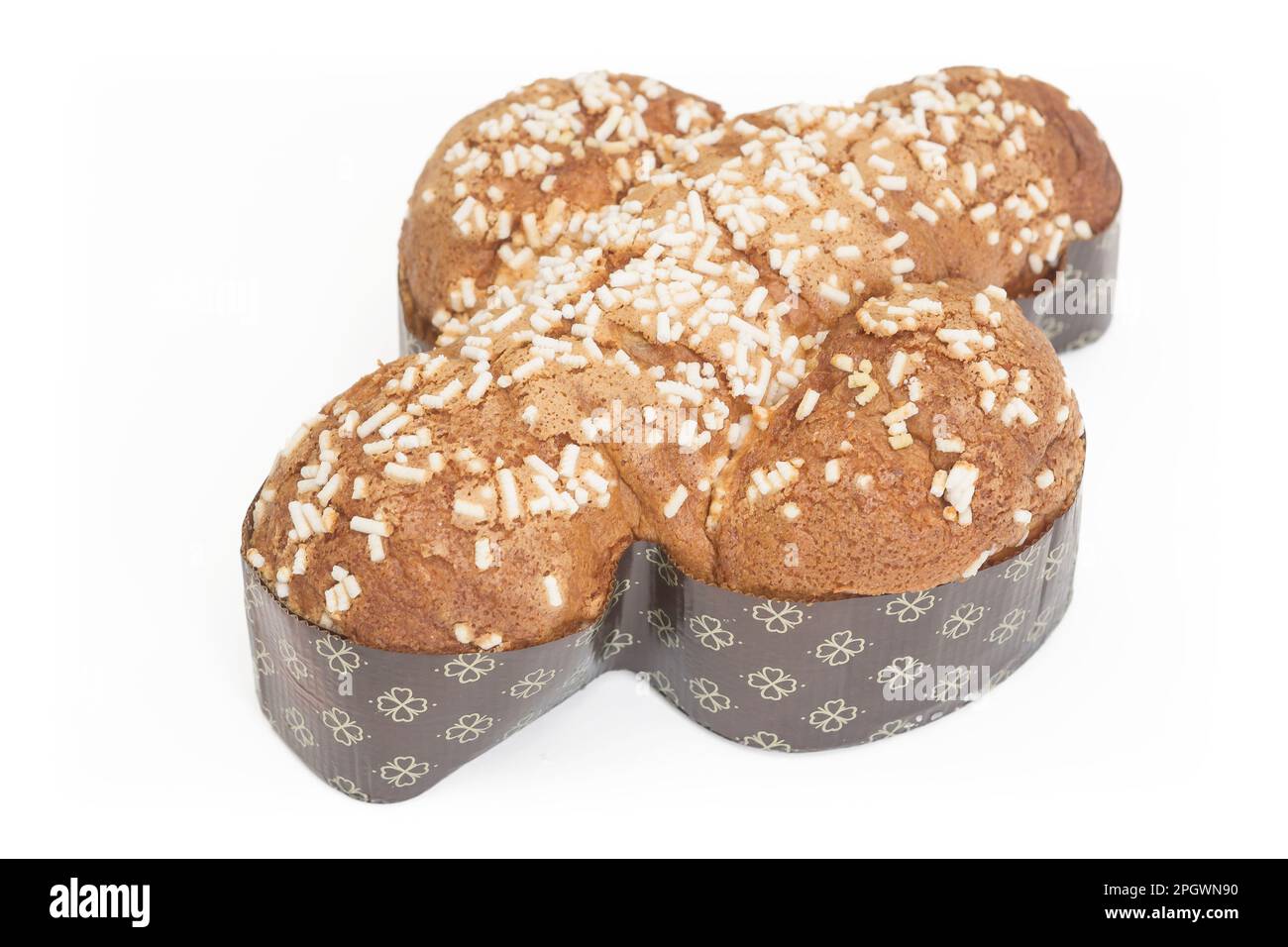 Close up on a colomba, traditional italian easter dessert, isolated on ...