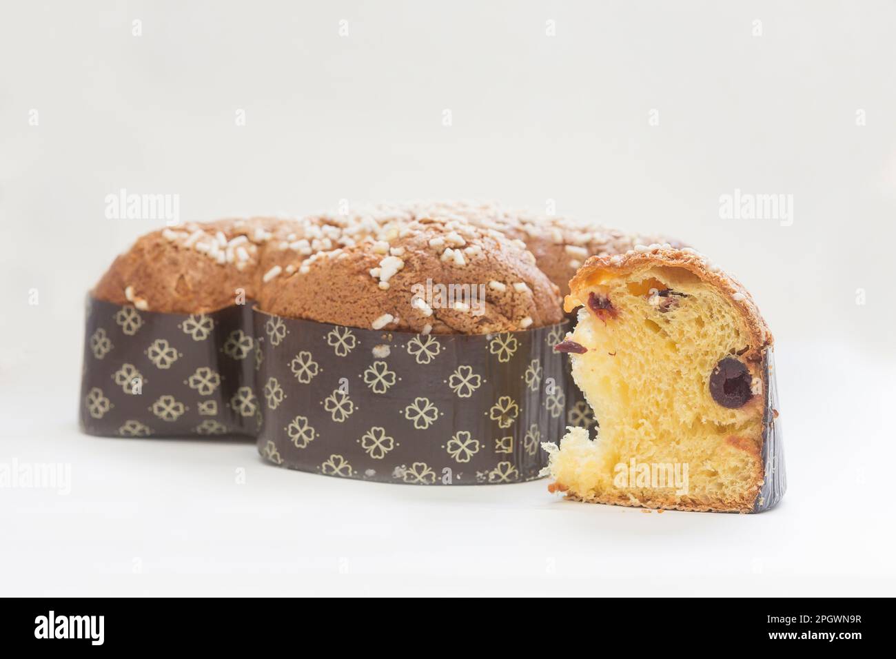 Close up on a colomba, traditional italian easter dessert, isolated on ...