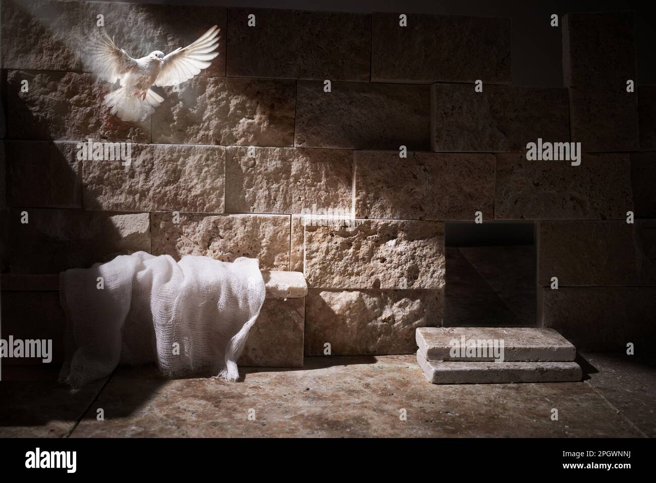 Jesus Christ crucifixion death and resurrection and easter dove flying ...