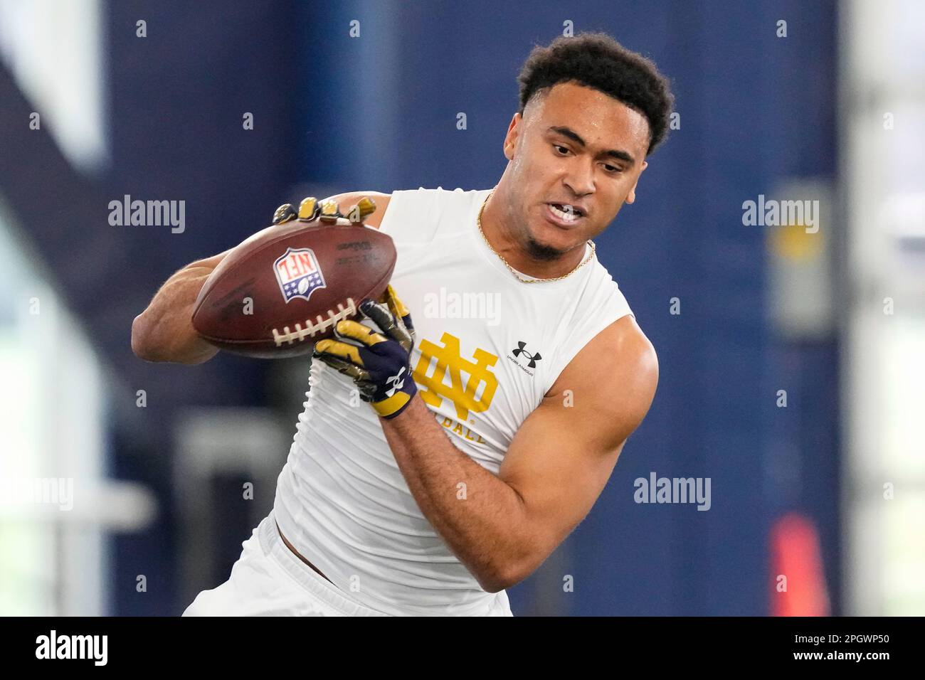 Defensive back Brandon Joseph runs a drill during Notre Dame's NFL ...