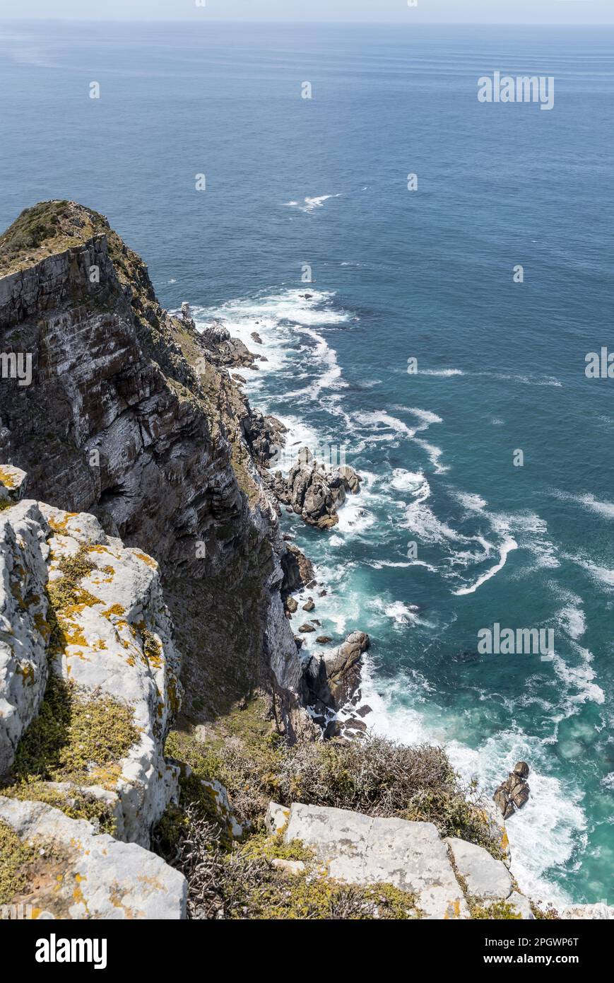 landscape with Atlantic ocean side of promontory at Cape Point, shot in ...