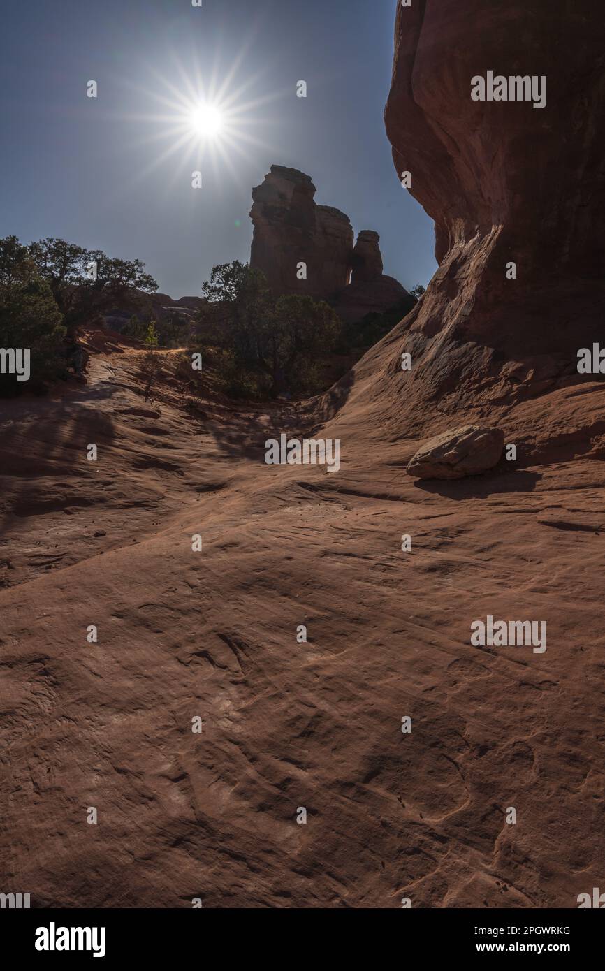 hiking the broken arch trail in arches national park in utah, usa Stock ...