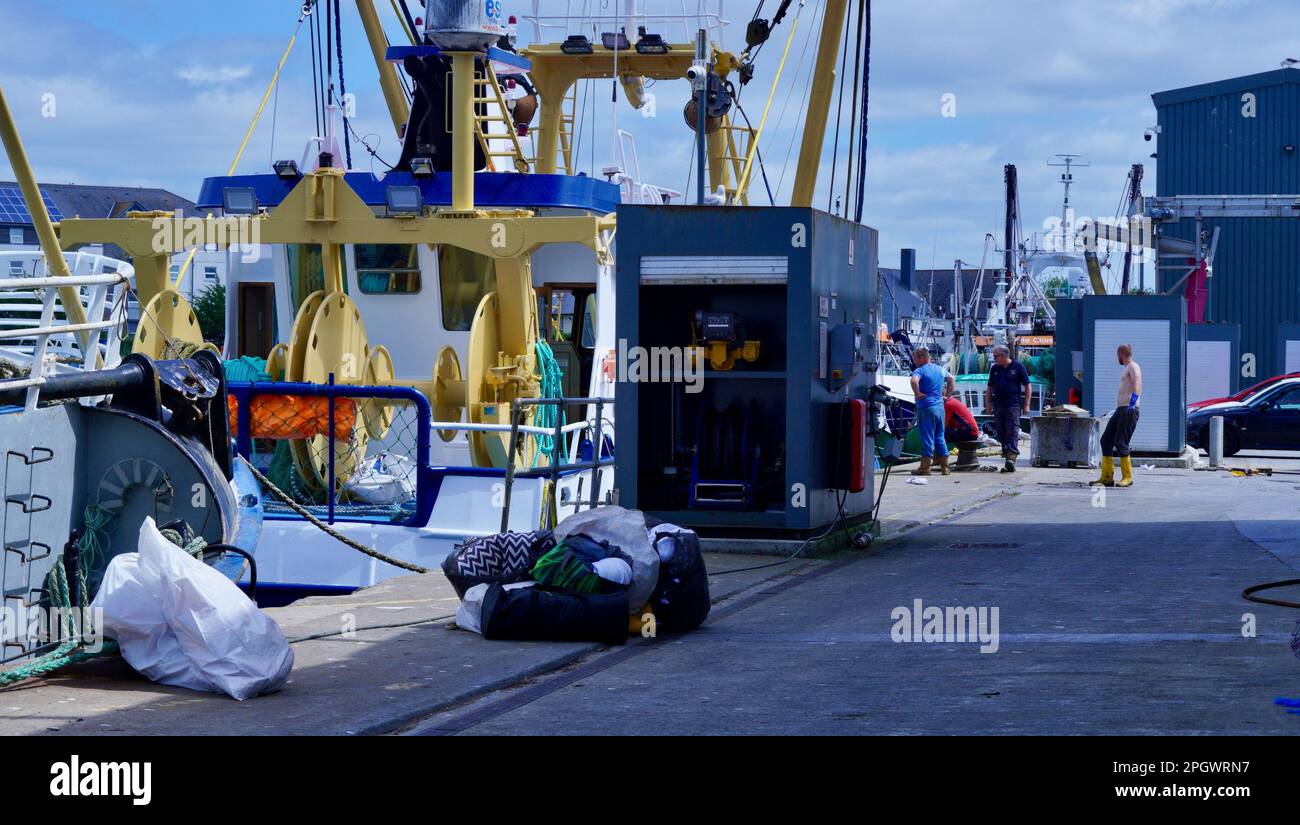Plymouth, Devon, UK 06 July 2023: Fishing trawlers, large and small ...