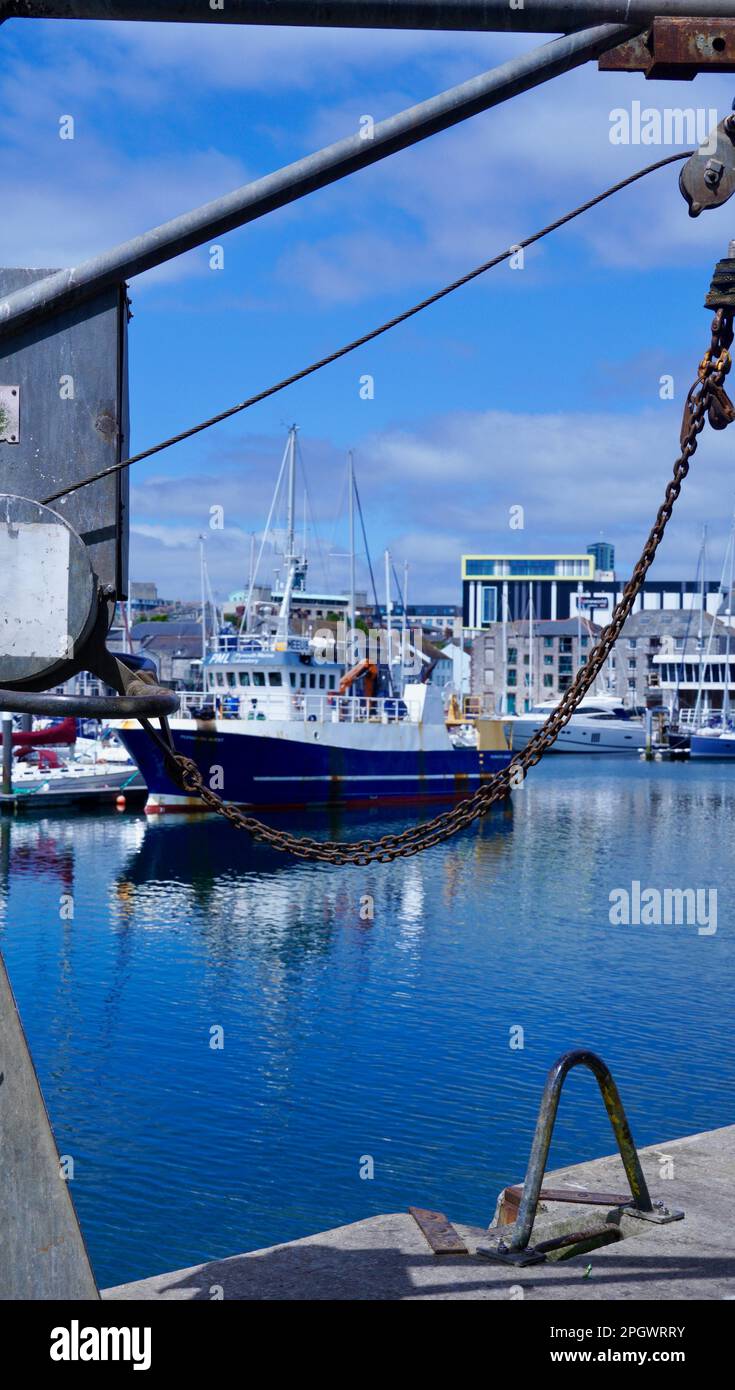 Plymouth, Devon, UK 06 July 2023: Fishing trawlers, large and small ...