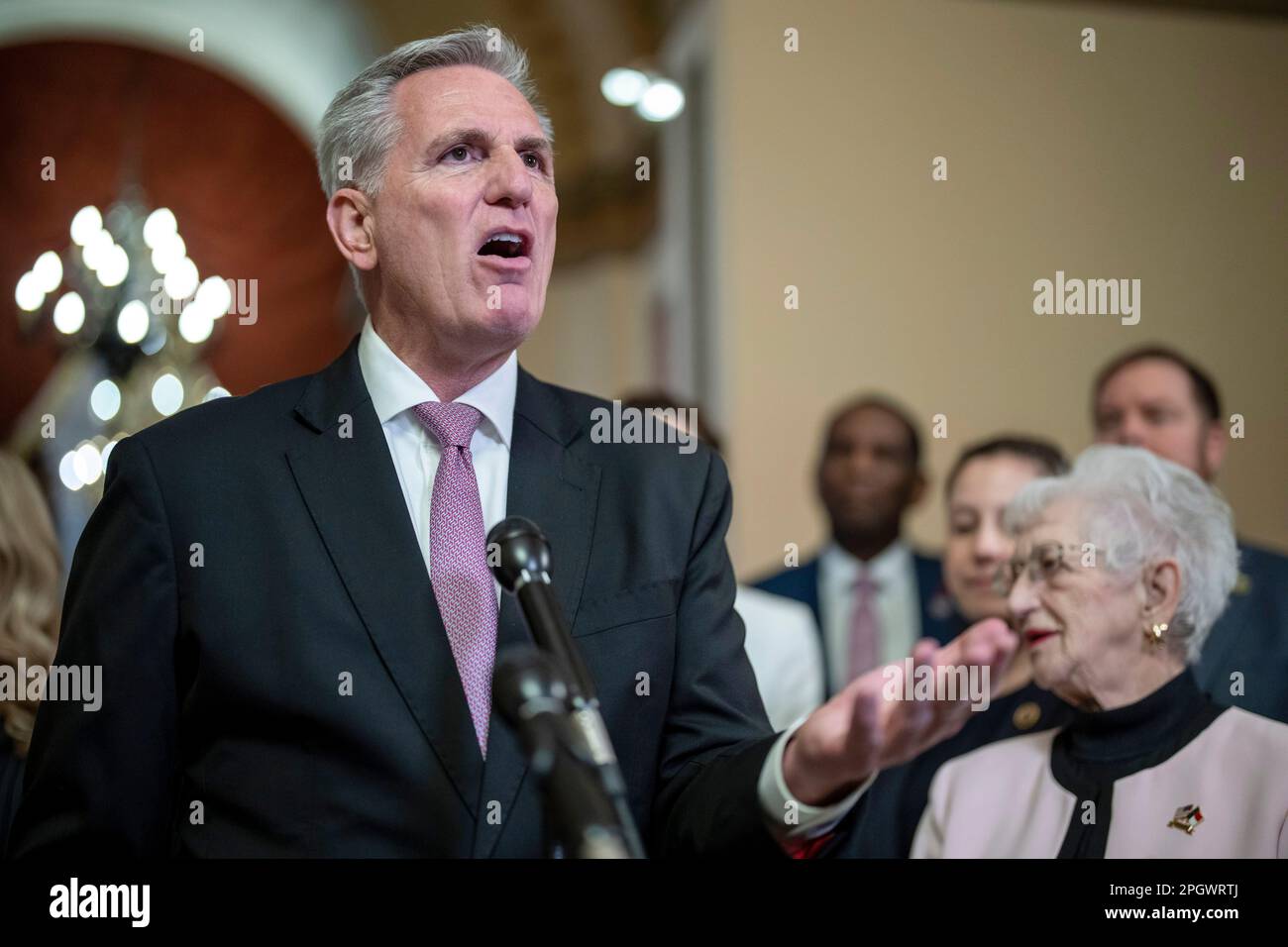 Speaker of the House Kevin McCarthy, R-Calif., talks to reporters after ...