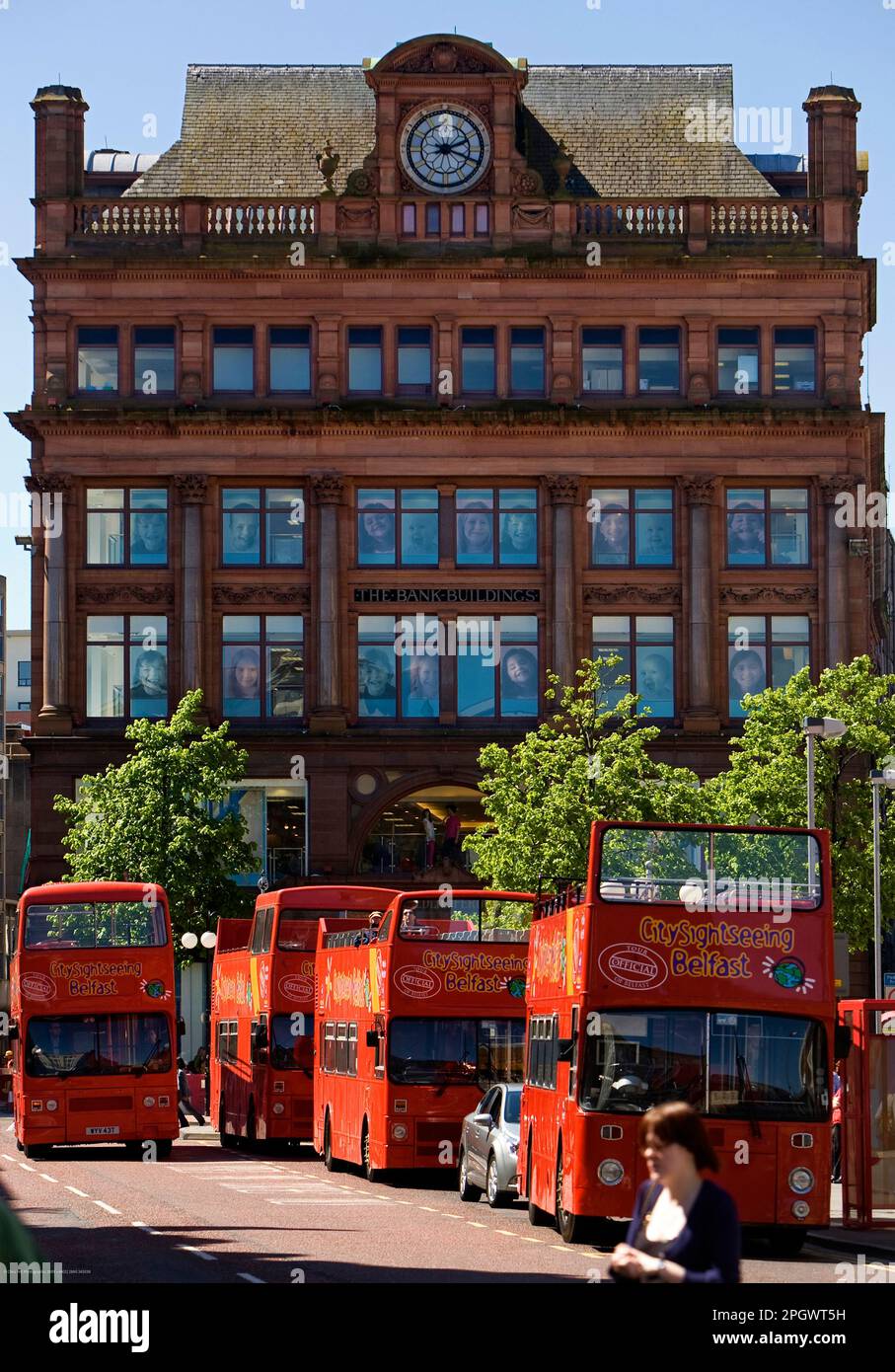 Belfast Bus Tour outside the Bank Buildings, Castle Place, Royal Avenue ...