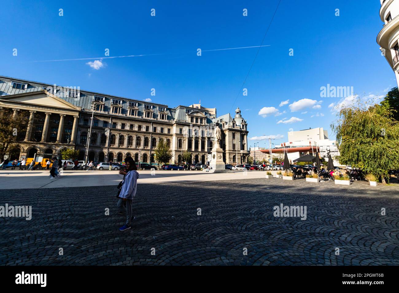 Bucharest University from the University square in Bucharest, Romania ...