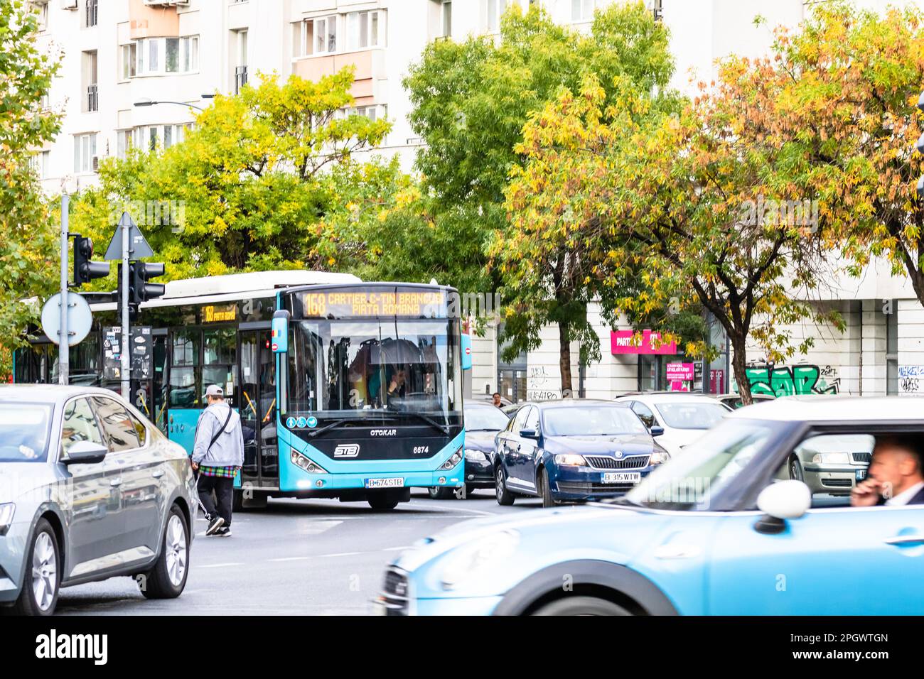 Bus in traffic. STB public transport Bucharest, Romania, 2022 Stock ...