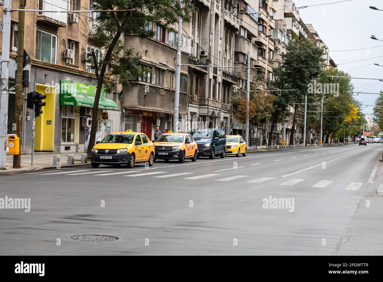 Car traffic at rush hour, car pollution, traffic jam in Bucharest ...