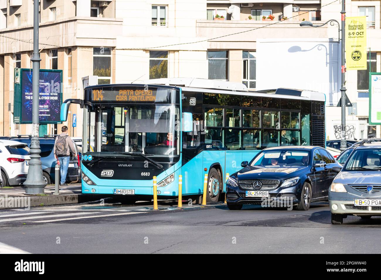 Bus in traffic. STB public transport Bucharest, Romania, 2022 Stock ...