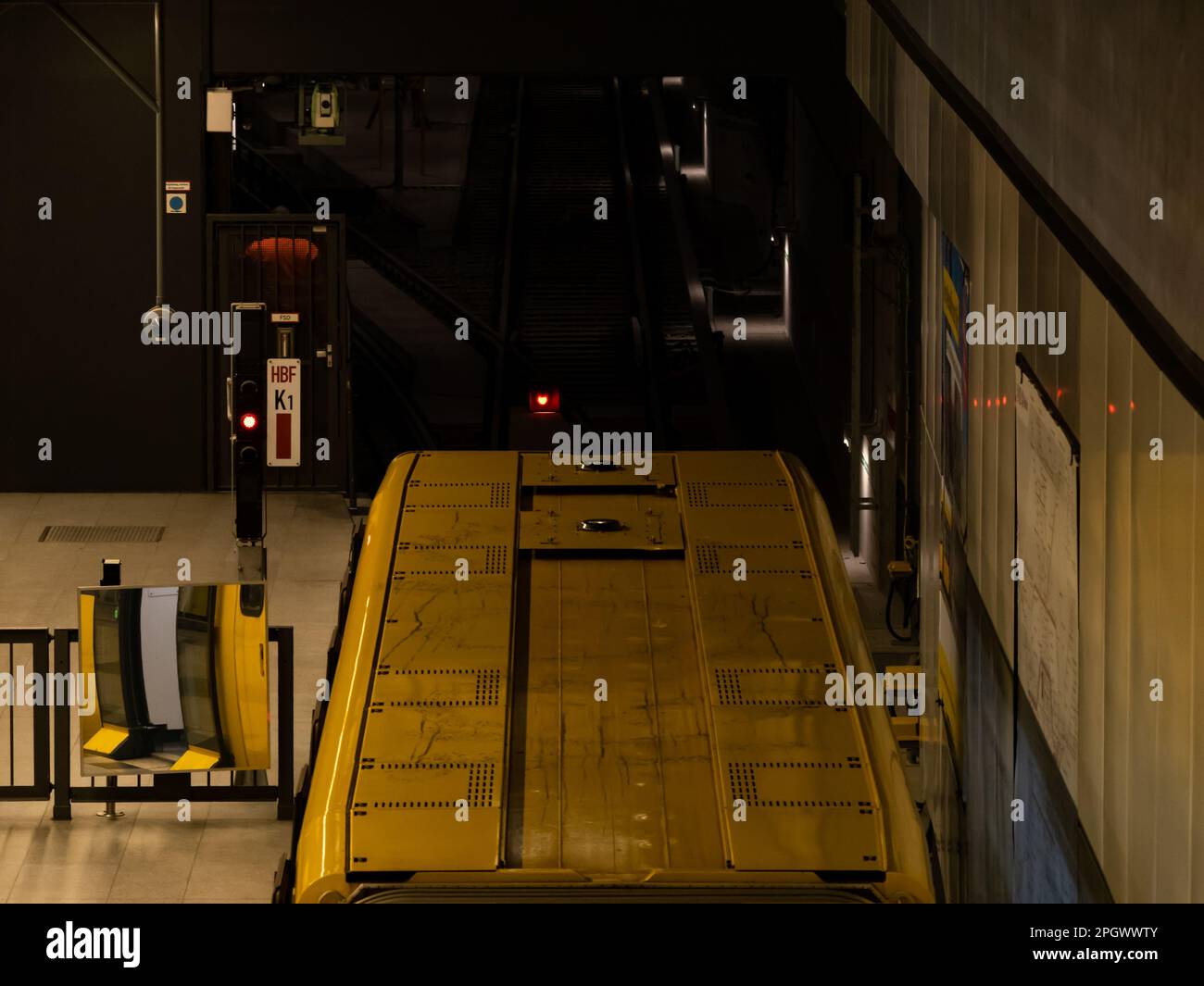 Underground wagon in front of a tunnel in a station. Public ...