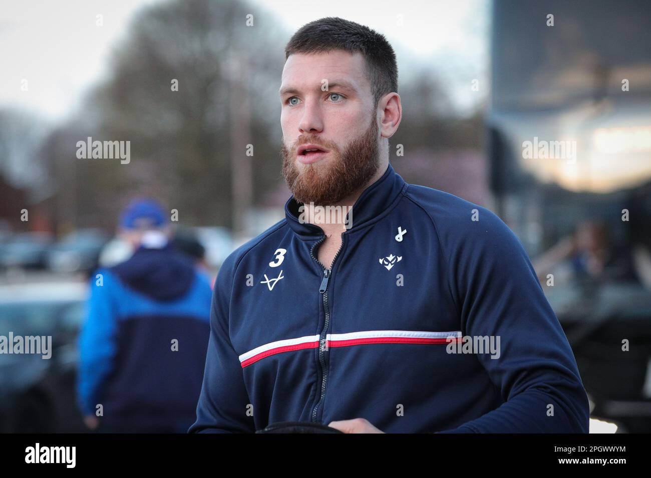 Wakefield, UK. 24th Mar, 2023. Tom Opacic #3 of Hull KR arrives at The ...