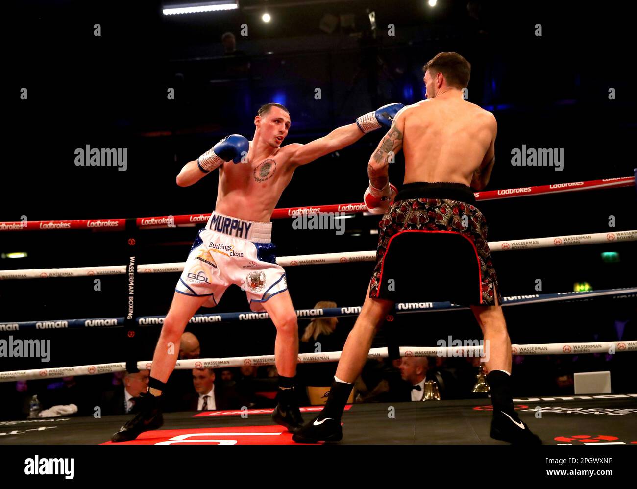 Alex Murphy (left) in action against Liam Fox during their Lightweight ...