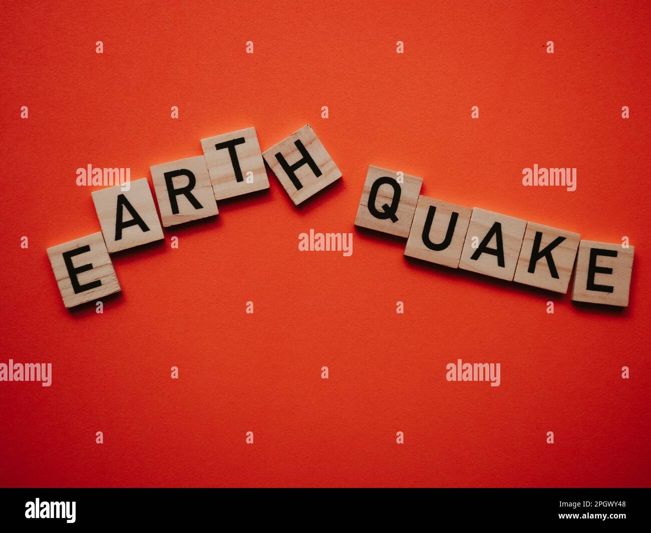 Inscription earthquake from vibration moves on background. Concept of ...