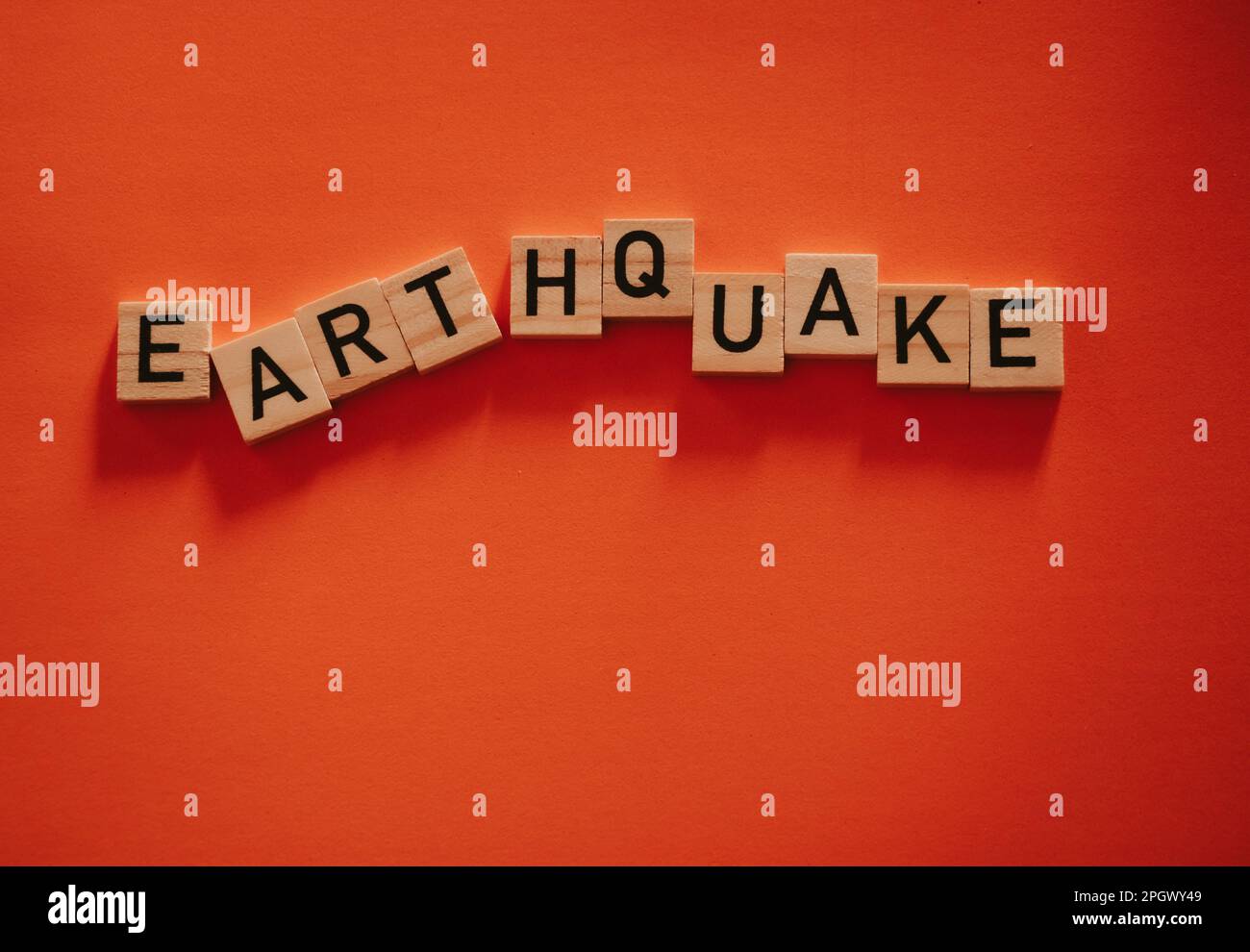 Inscription earthquake from vibration moves on background. Concept of ...