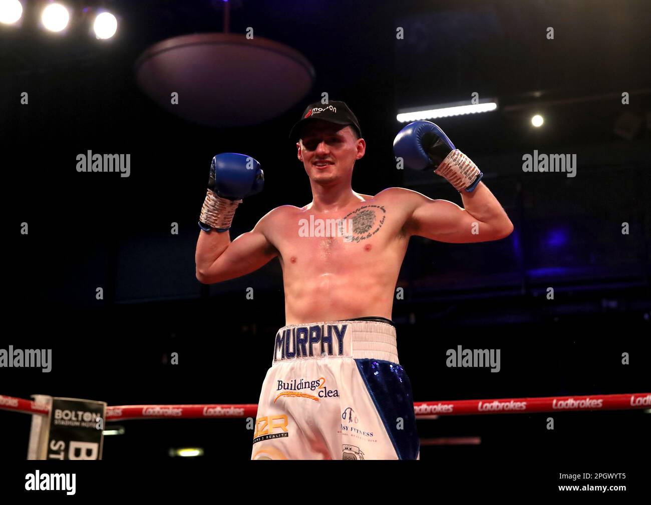 Alex Murphy celebrates after winning his Lightweight fight against Liam ...