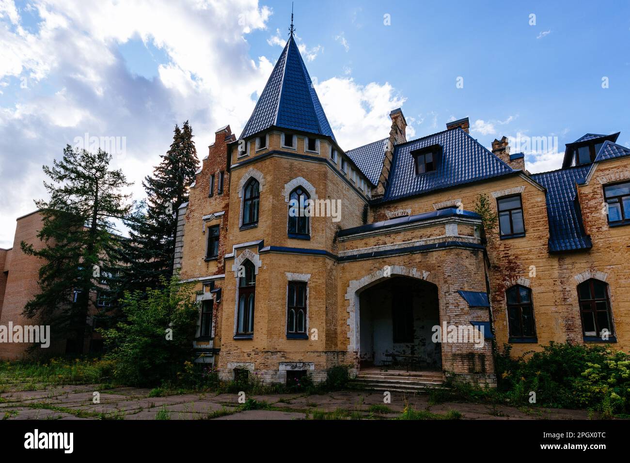 Old abandoned castle in gothic style. Former Philipov manor, Former ...