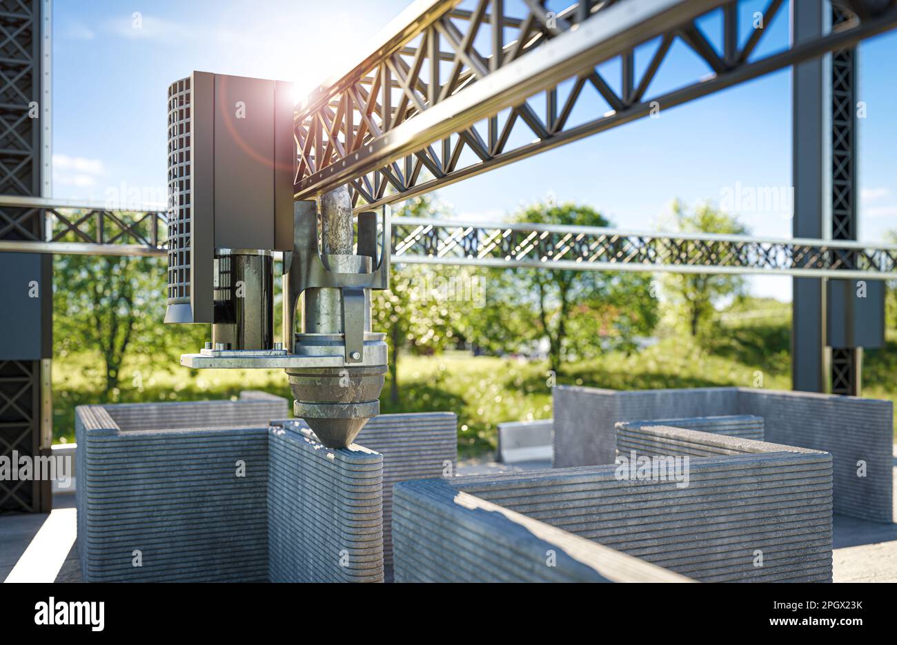 3d printing building with concrete. New technology house building using ...