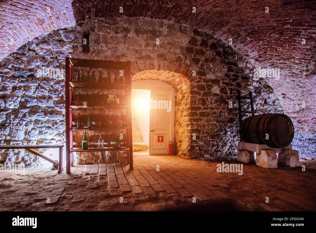 Old vaulted wine cellar with barrels Stock Photo - Alamy