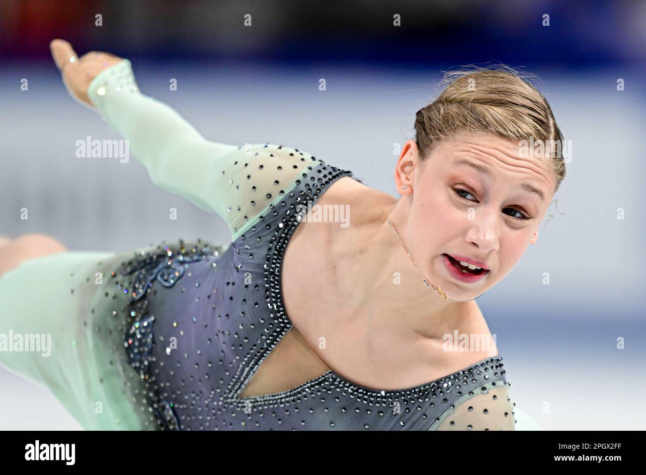 Sofja STEPCENKO (LAT), during Women Free Skating, at the ISU World Figure Skating Championships ...