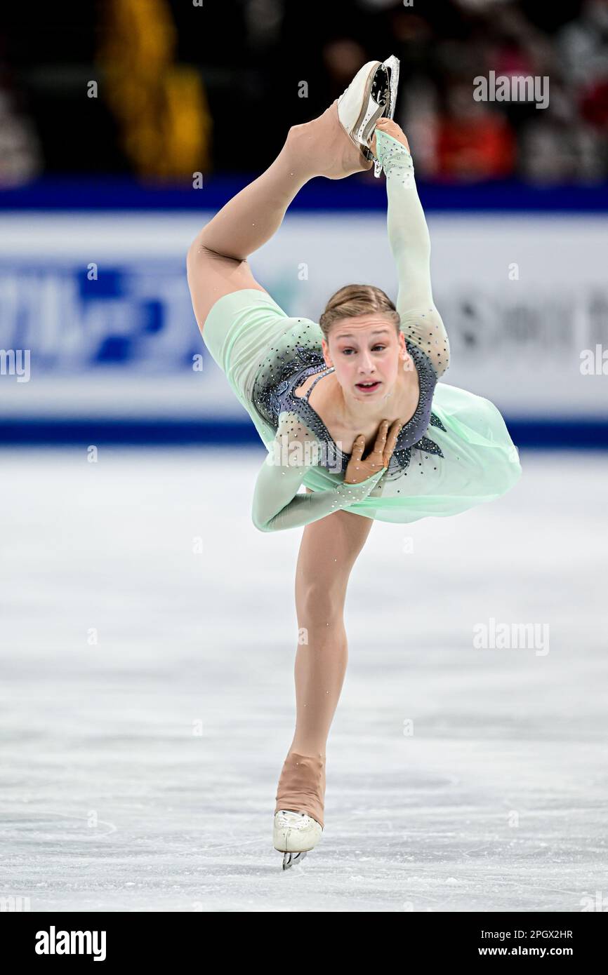 Sofja STEPCENKO (LAT), during Women Free Skating, at the ISU World Figure Skating Championships ...