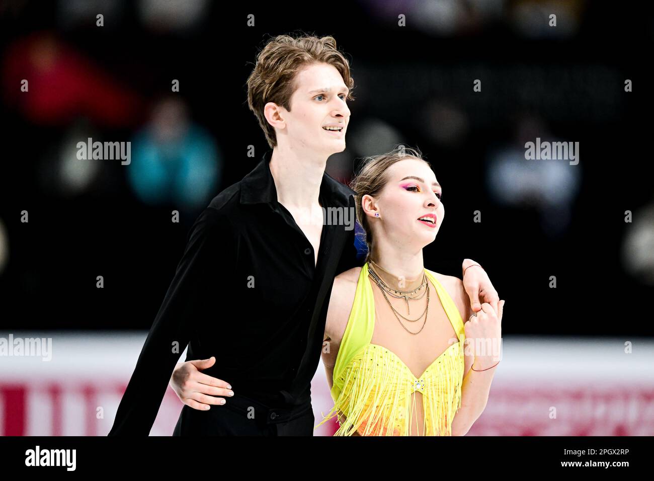 Mariia HOLUBTSOVA & Kyryl BIELOBROV (UKR), during Ice Dance Rhythm Dance, at the ISU World ...