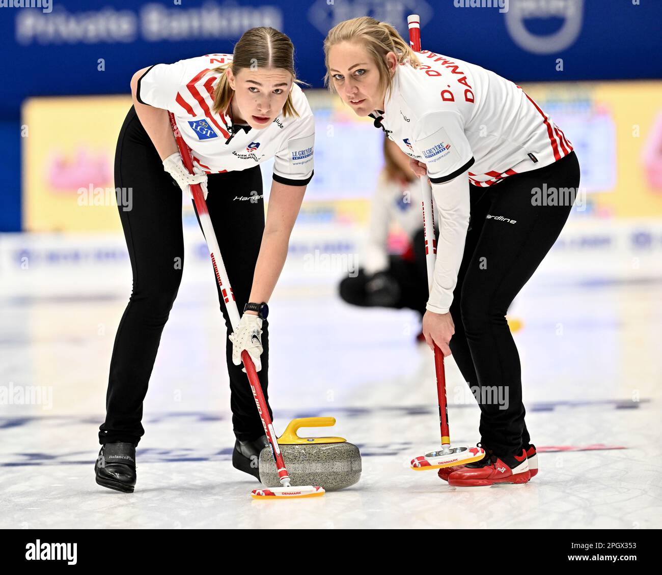My Larsen and Denise Dupont , Denmark, in action during the match ...