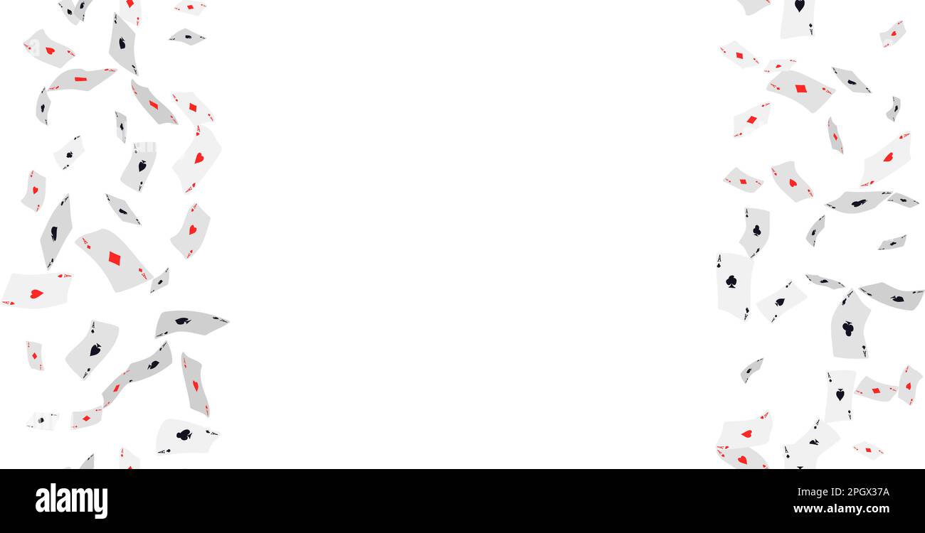 Falling playing cards on white. Seamless pattern with falling playing ...