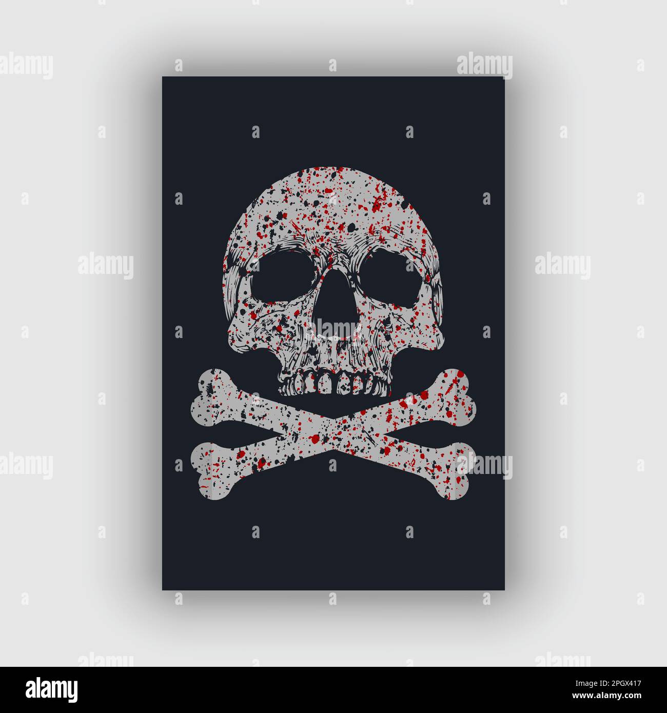 Skull and bone vector with gritty texture and blood stain artwork ...