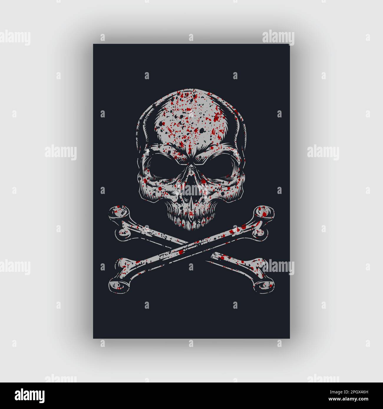 Skull and bone vector with gritty texture and blood stain artwork ...