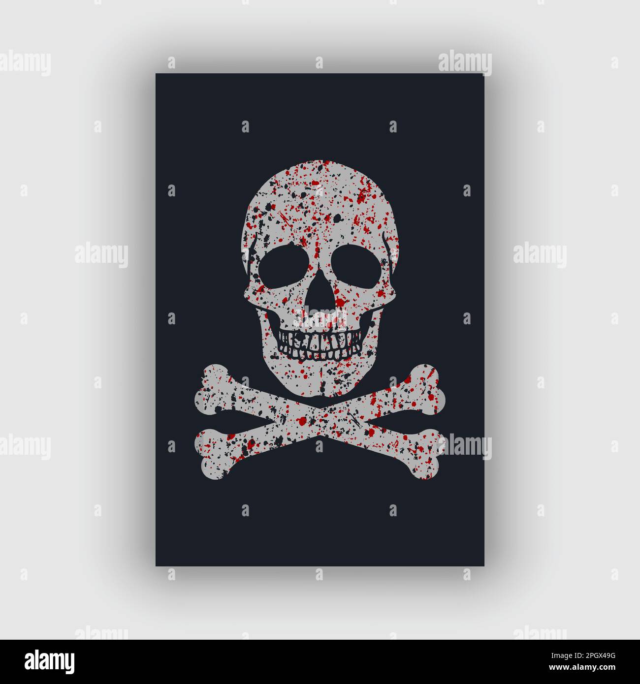 Skull and bone vector with gritty texture and blood stain artwork ...