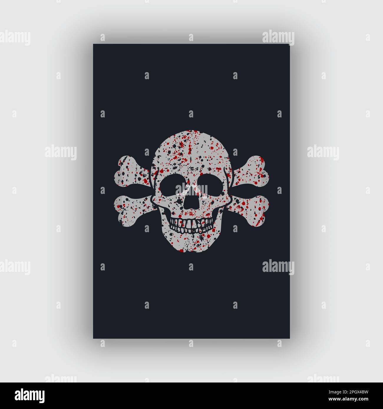 Skull and bone vector with gritty texture and blood stain artwork ...