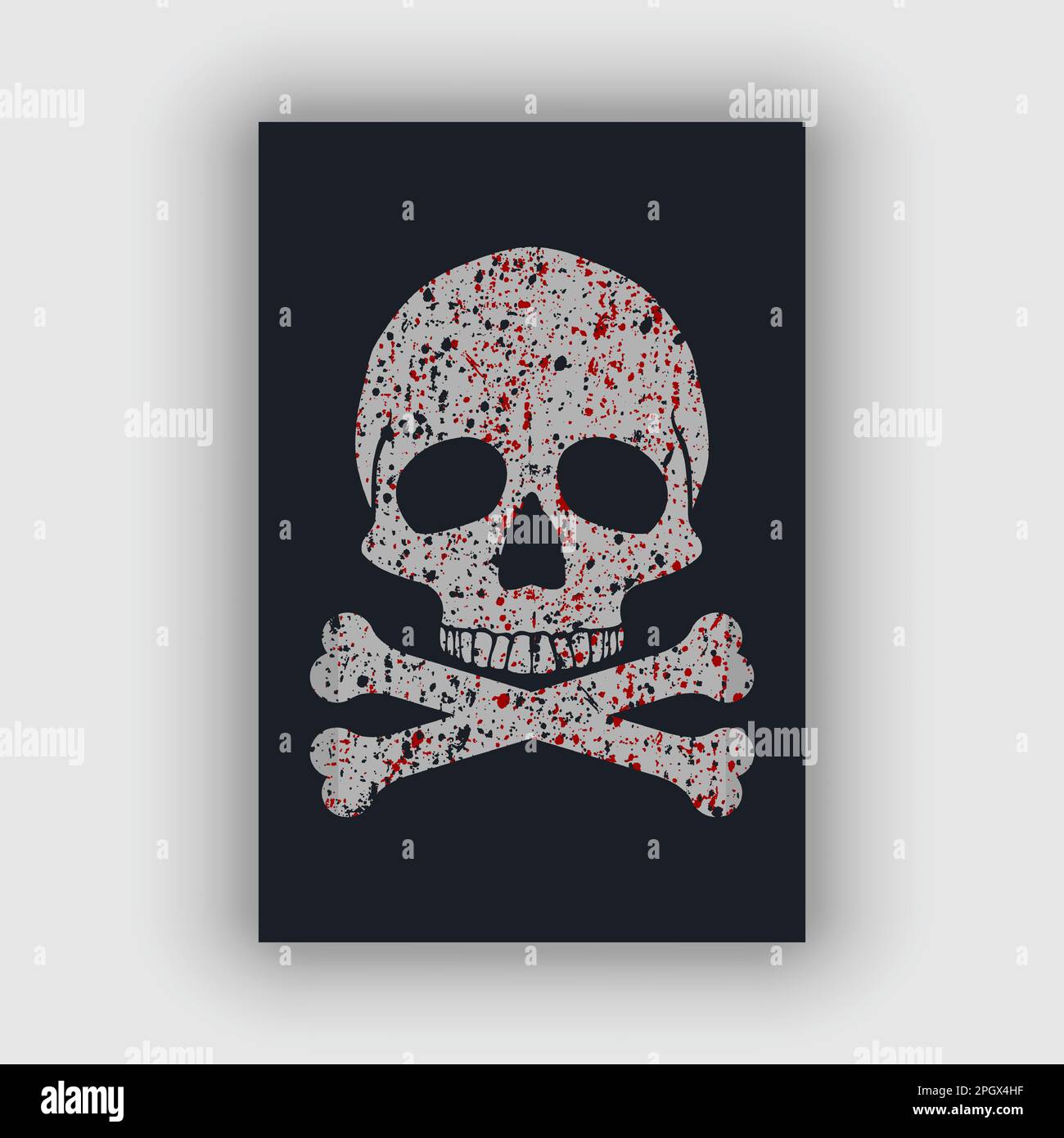 Skull and bone vector with gritty texture and blood stain artwork ...