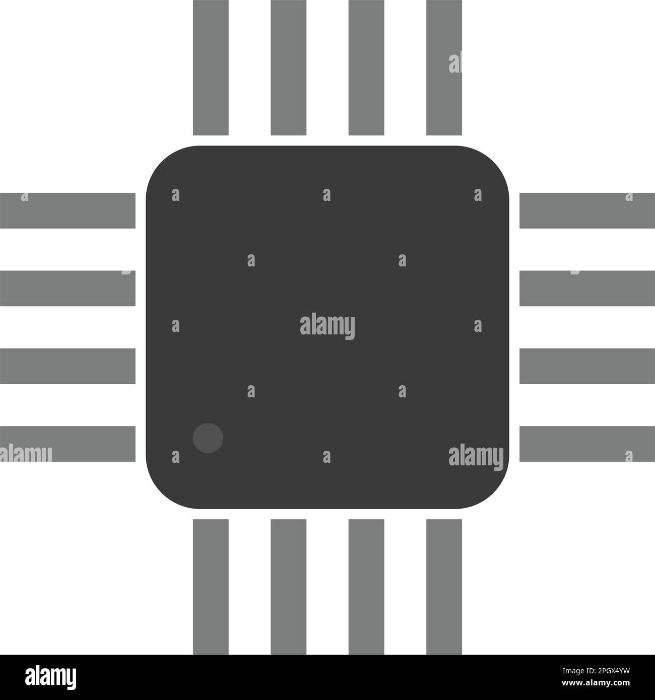 A Microcontroller Cpu Processor With Tracks Isolated On White Background Vector Illustration