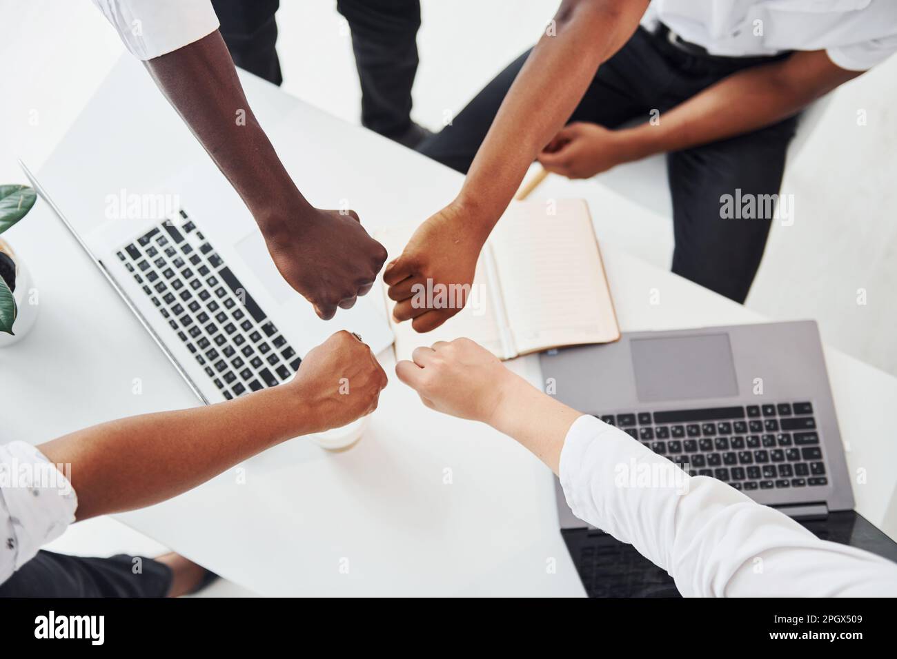 Top view of hands doing success gesture. Group of african american ...