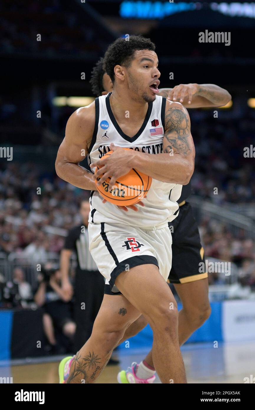 San Diego State guard Matt Bradley grabs a rebound during the first ...