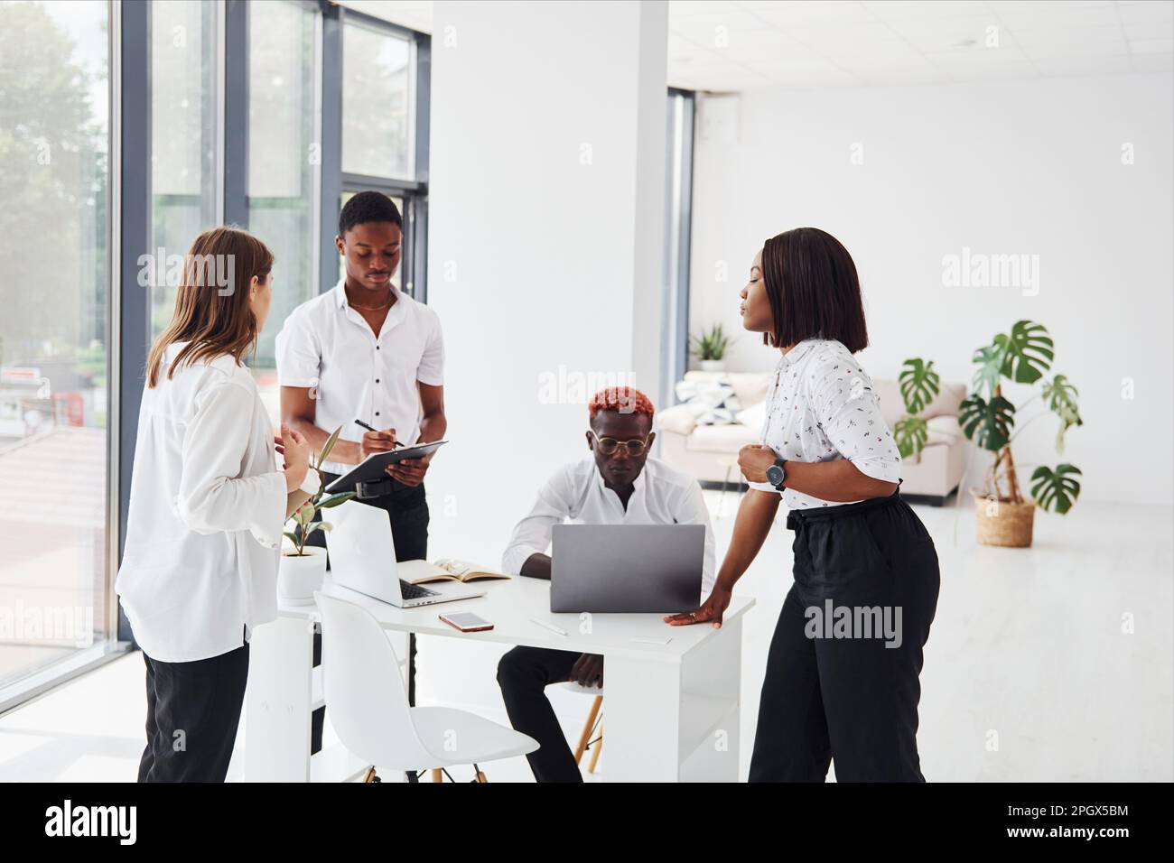 Paper work. Group of african american business people have job in ...